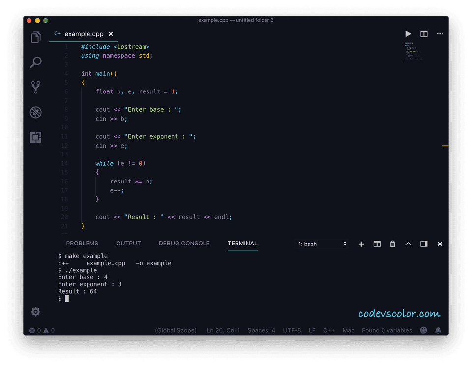 C++ program to find the power of a number - CodeVsColor