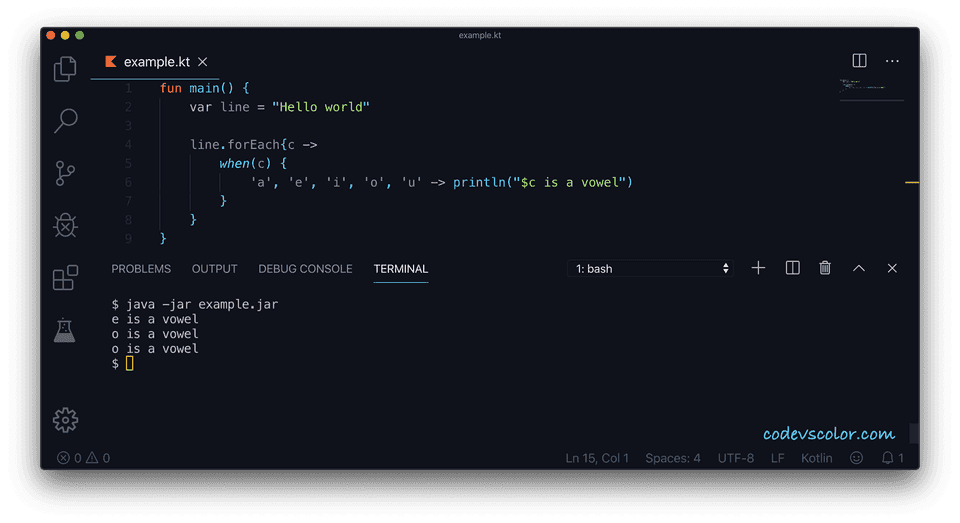 How to find all vowels in a string in Kotlin - CodeVsColor