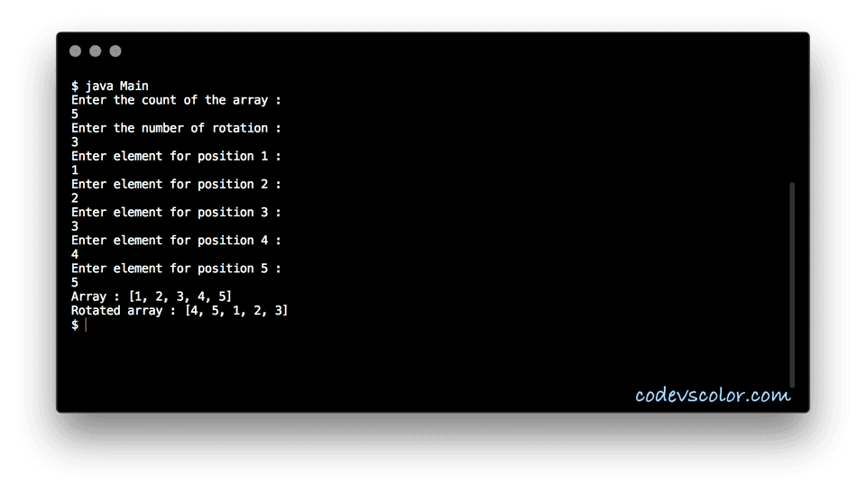 Java program to do left rotation 'n' times to an array - CodeVsColor