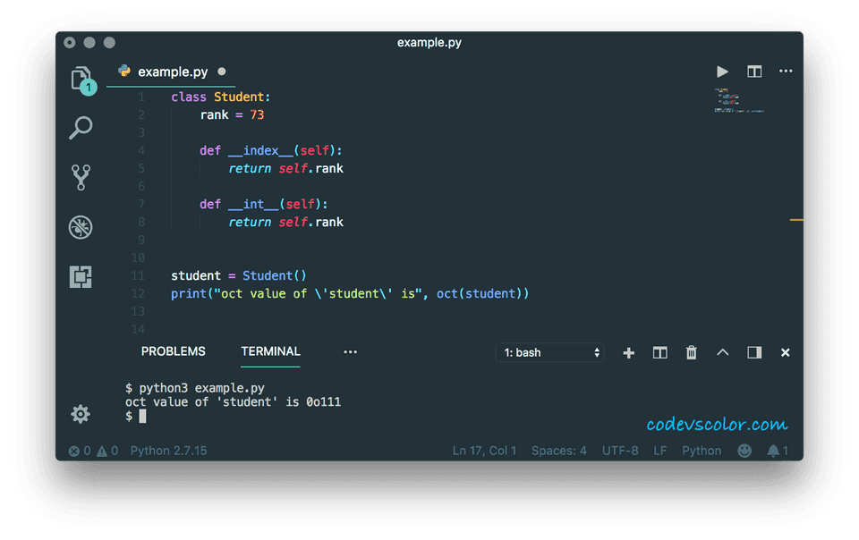 Python program to convert an integer number to octal - CodeVsColor