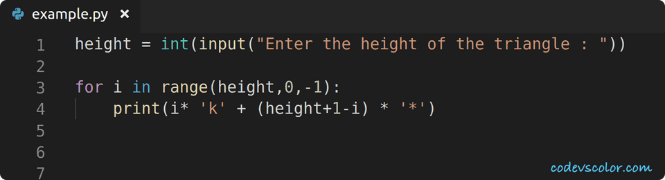 Python program to print a triangle using star - CodeVsColor