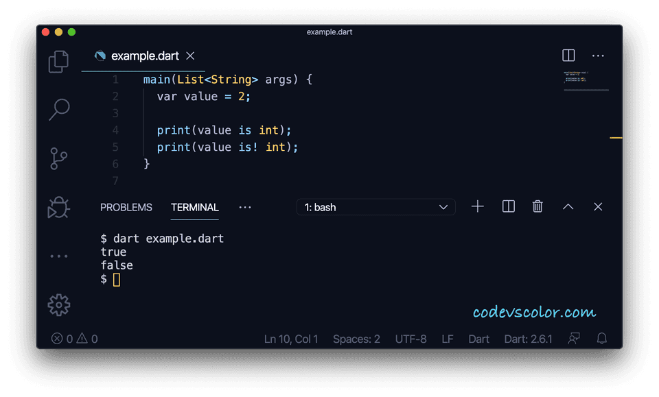How to do run-time type checking in Dart - CodeVsColor
