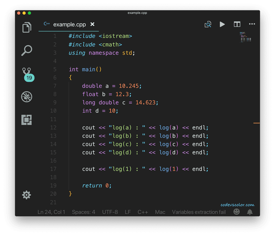 log function in C++ explanation with example - CodeVsColor