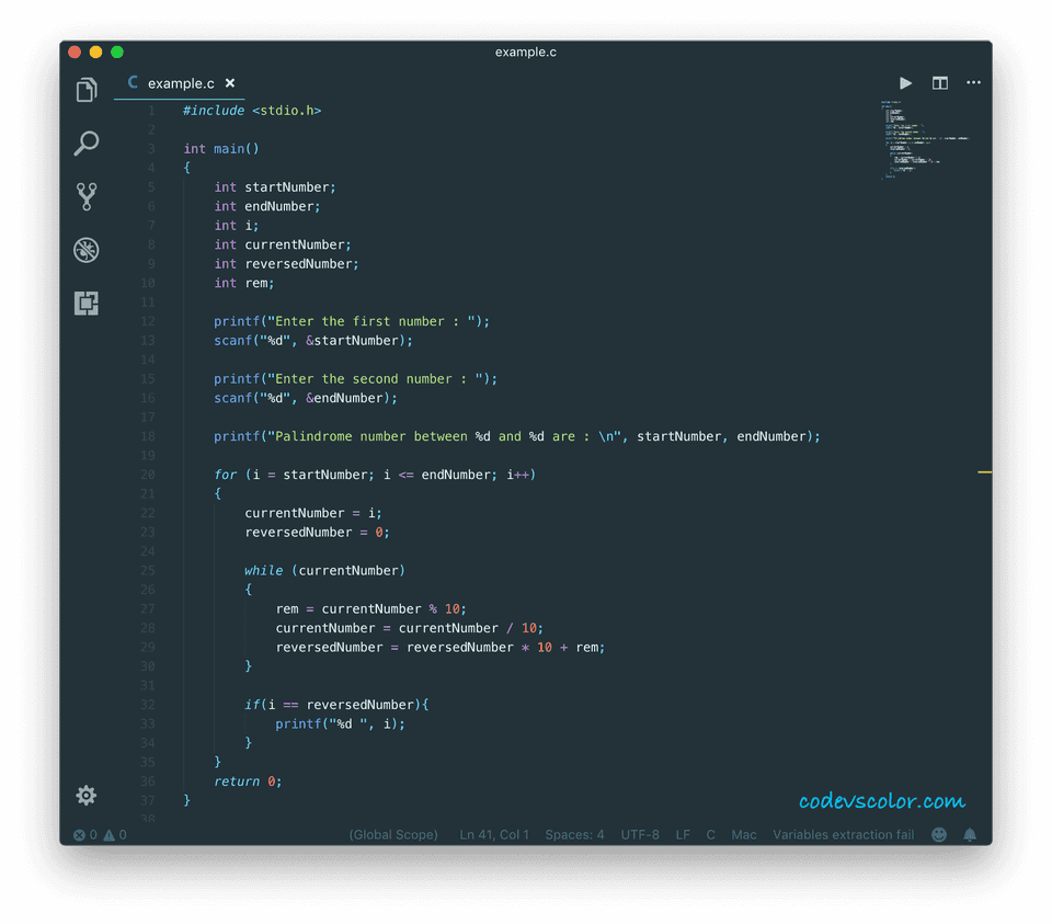 C program to find out the palindrome number in a range - CodeVsColor
