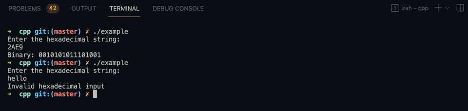 C++ program to convert a hexadecimal value to binary - CodeVsColor