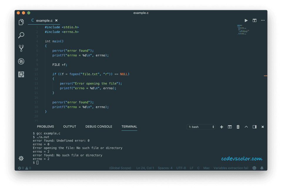 perror function in C explanation with example - CodeVsColor