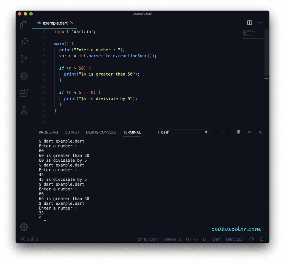 if-else condition in Dart explanation with example - CodeVsColor
