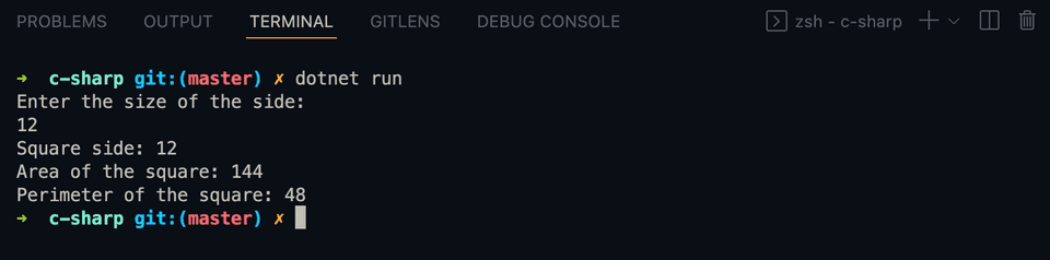 C# program to print the area and perimeter of a square - CodeVsColor