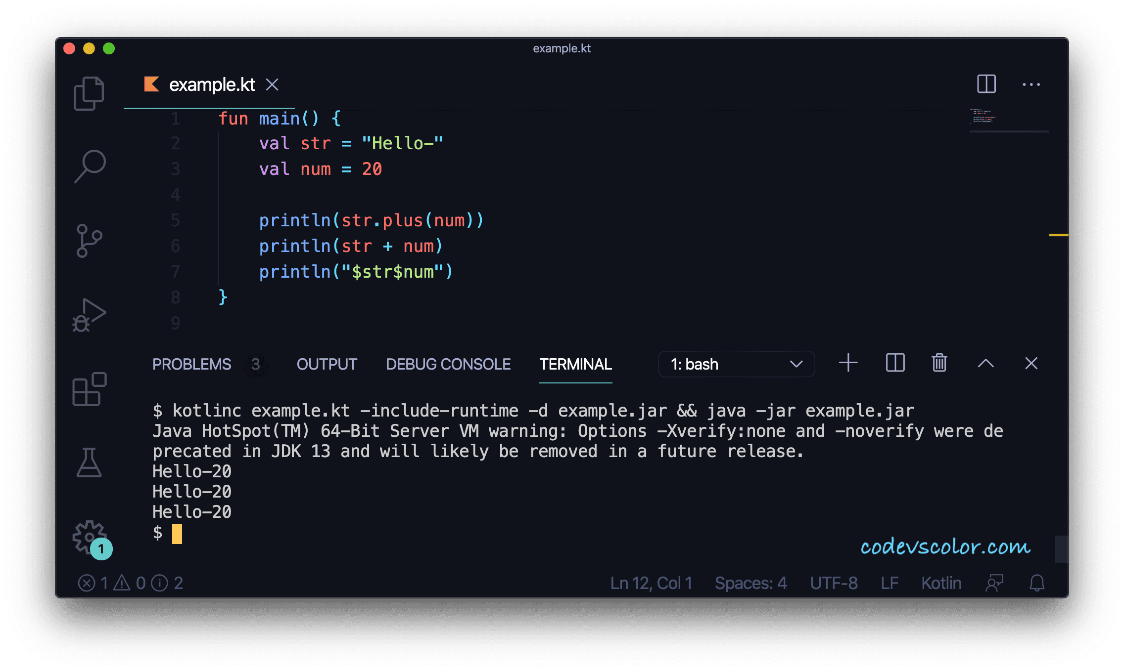 Kotlin Program To Concat One String And Integer CodeVsColor