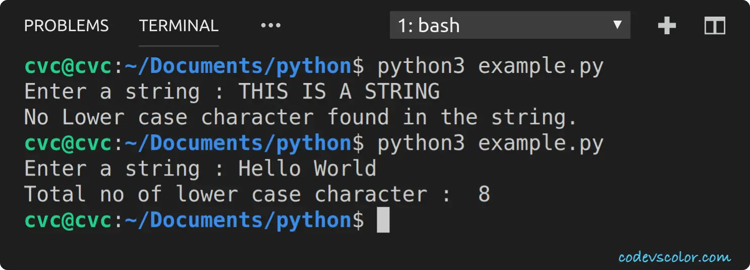 Find The Total Number Of Lowercase Characters In A String Using Python 3 Codevscolor