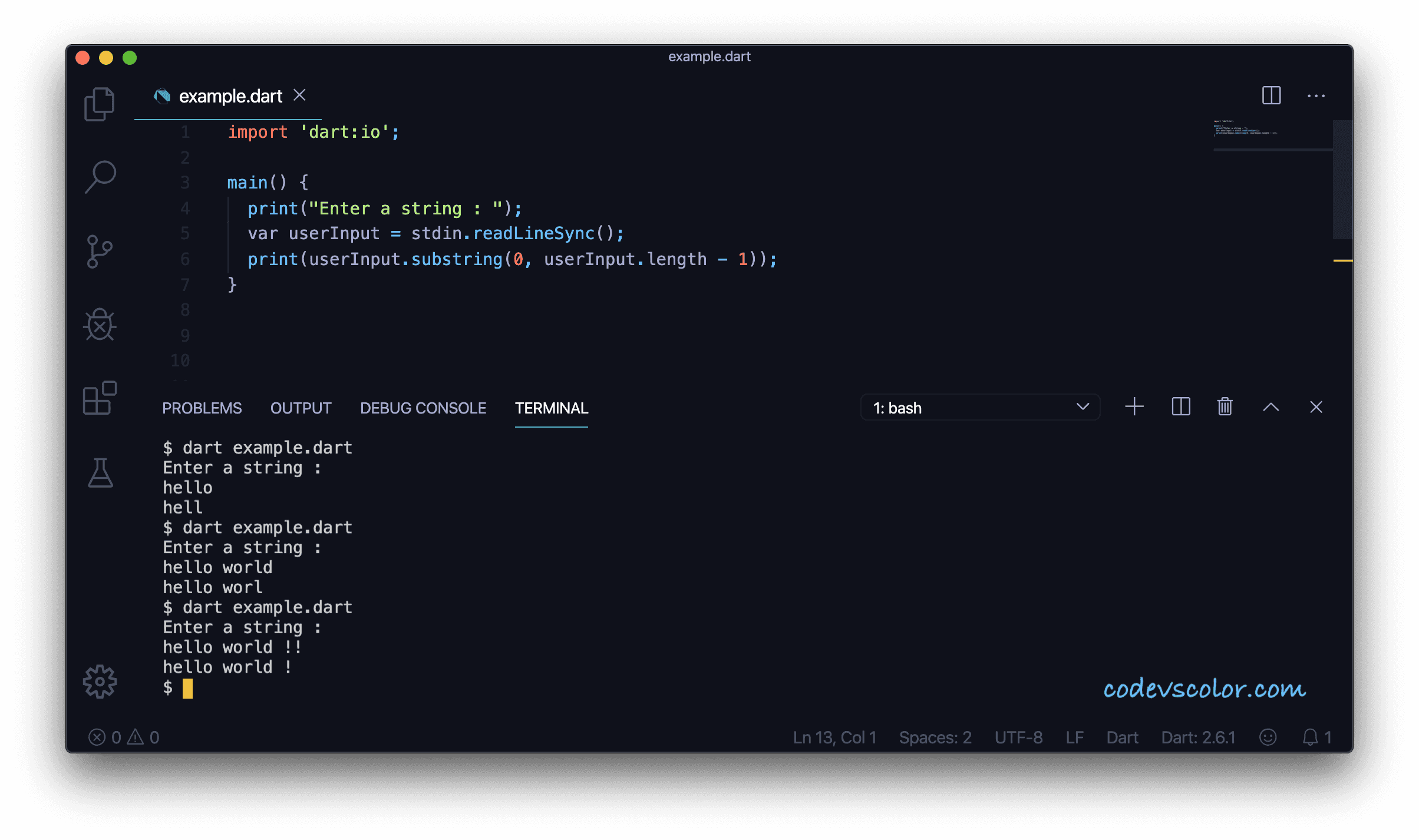 Dart Program To Remove The Last Character Of String CodeVsColor