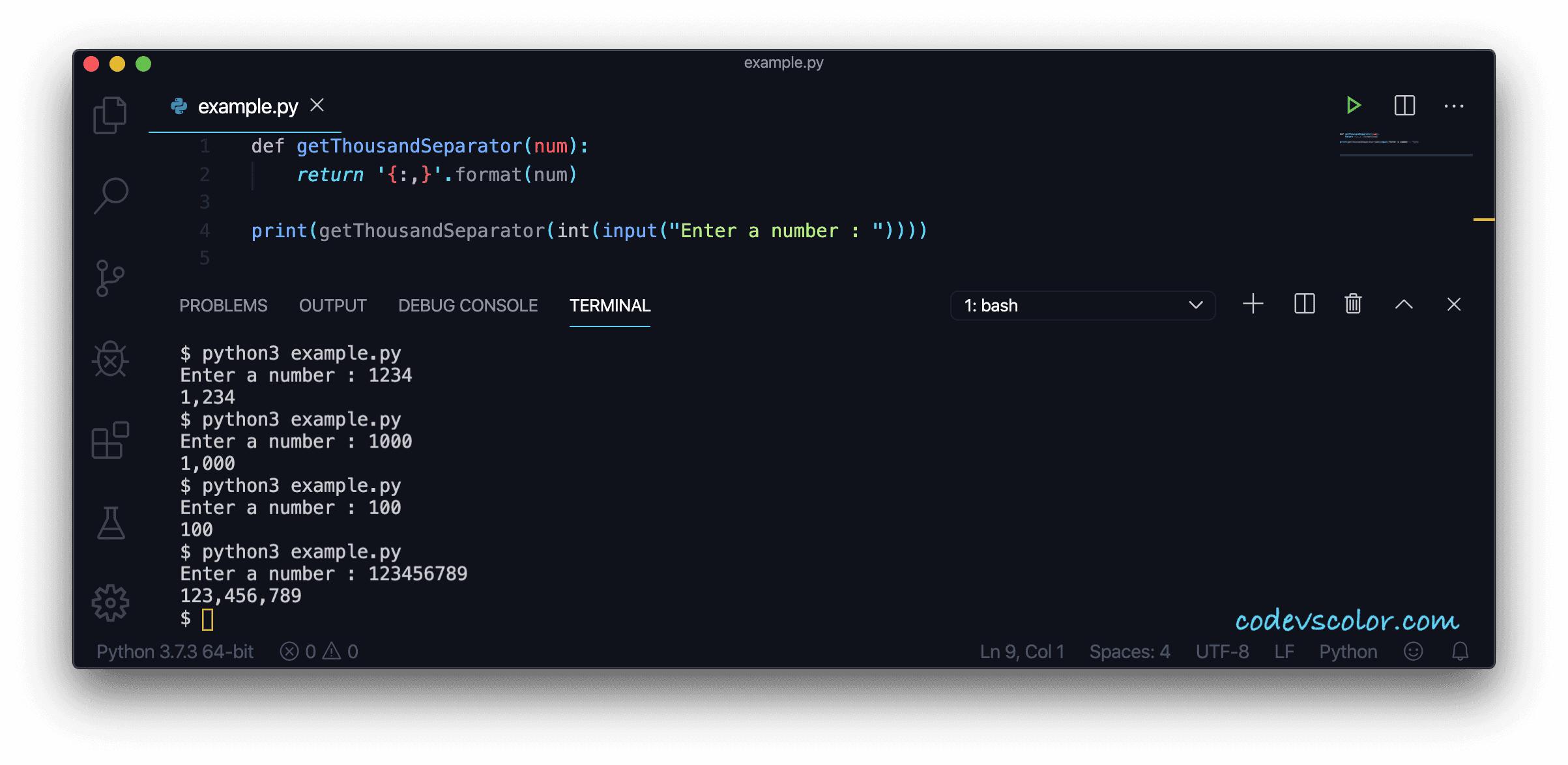 Python Program To Print Numbers With Comma As Thousand Separators 