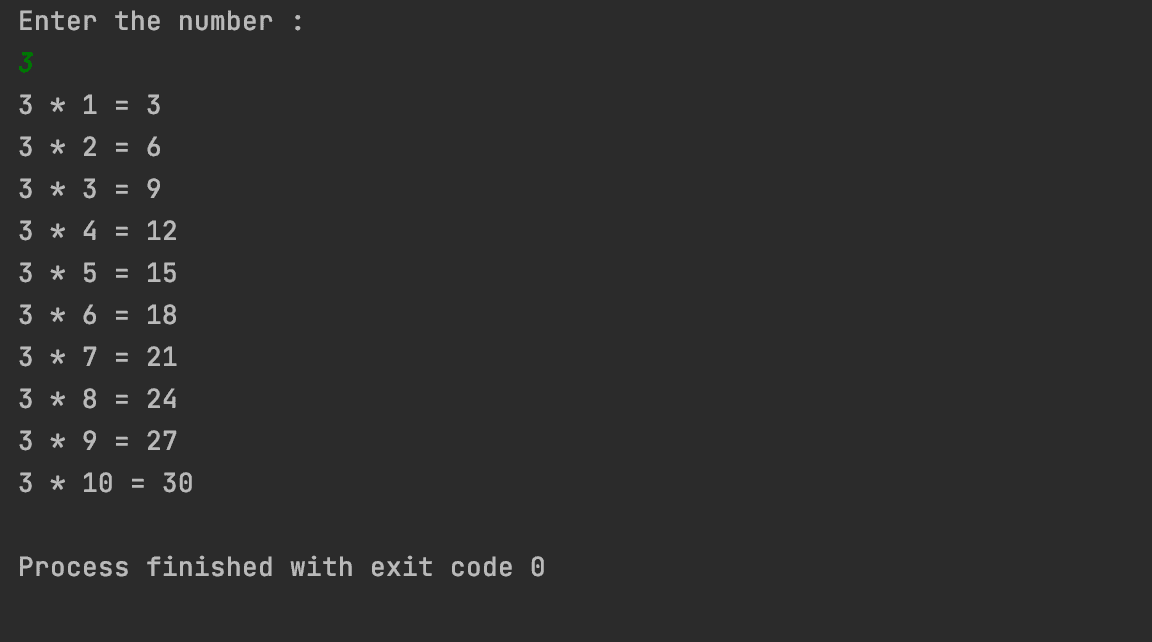 Java Program To Print Multiplication Table Of A Number Code Vs Color 