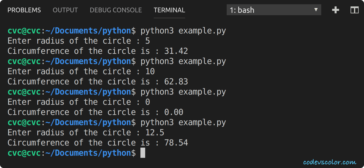 Python Program To Find The Circumference Of A Circle CodeVsColor