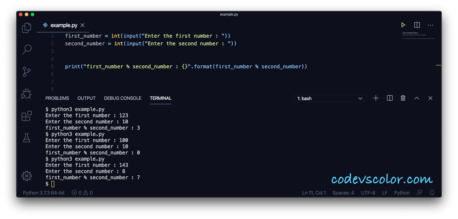 Python Modulo Explanation With Example CodeVsColor