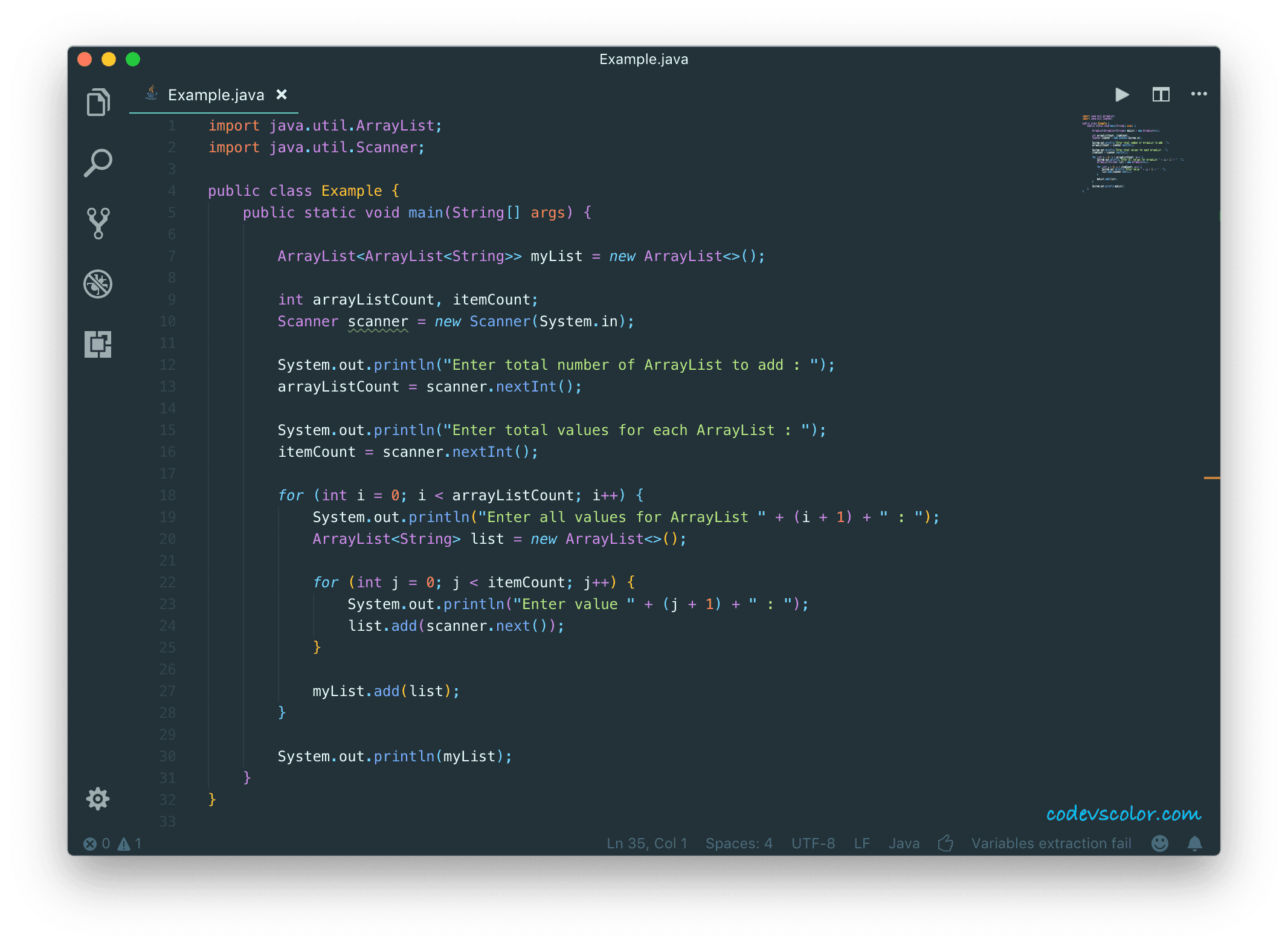 Java Example Program To Create One ArrayList Of ArrayList CodeVsColor