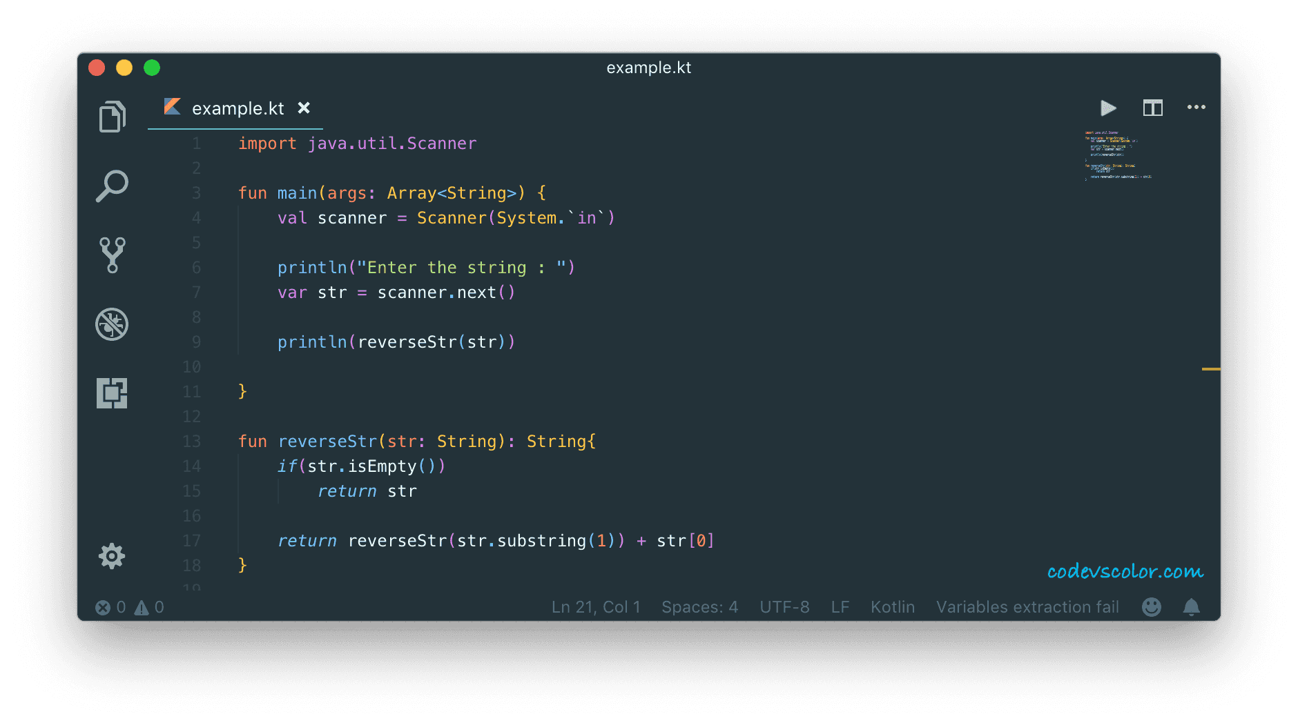 Kotlin program to reverse a string recursively - CodeVsColor Kotlin program to reverse a string recursively - CodeVsColor