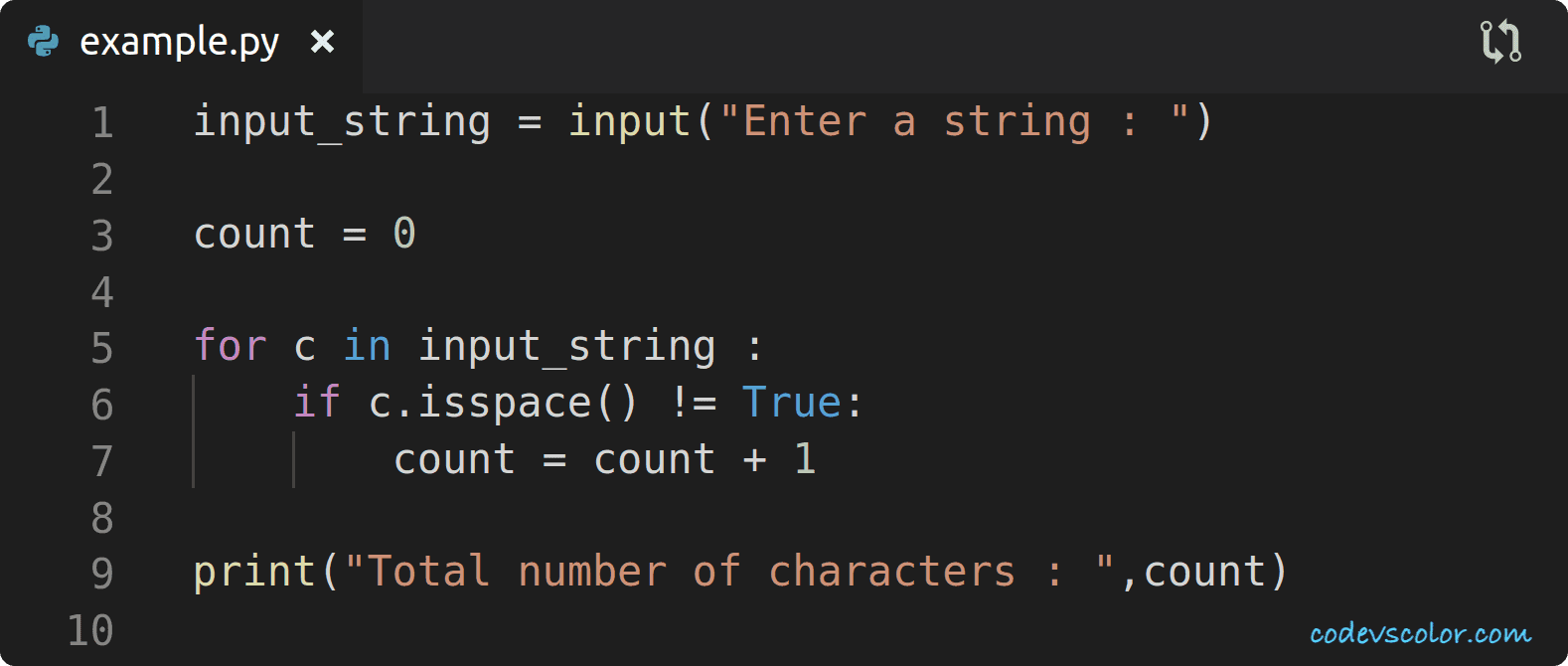 Python 3 Program To Count The Total Number Of Characters In A String