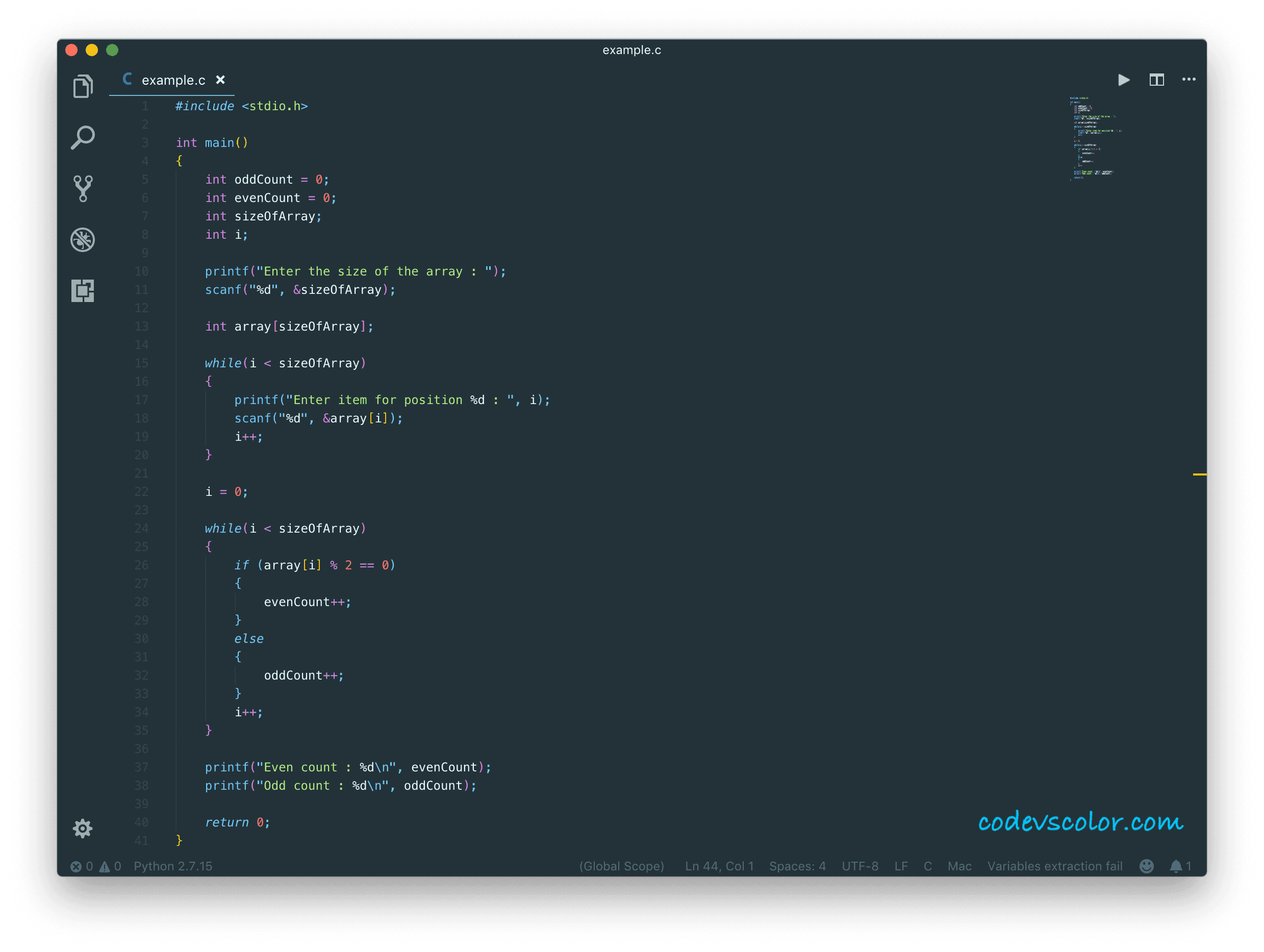 C Program To Count Even And Odd Numbers In A User Input Array CodeVsColor