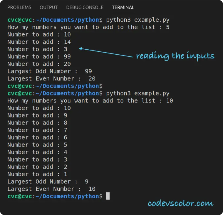 Python Program To Find The Largest Even And Odd Numbers In A List CodeVsColor