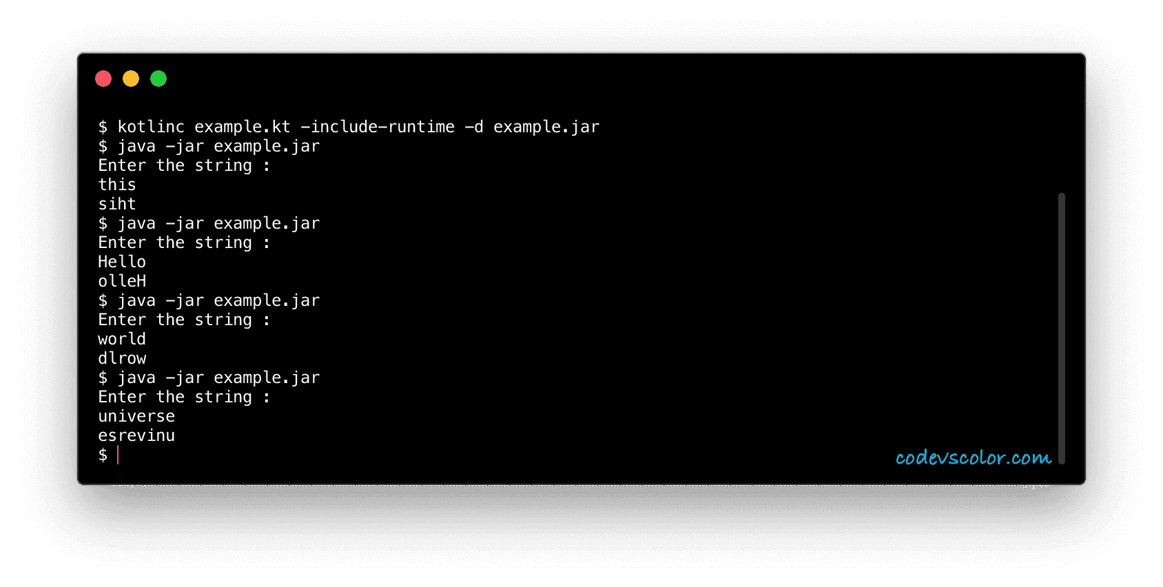 Kotlin program to reverse a string recursively - CodeVsColor Kotlin program to reverse a string recursively - CodeVsColor