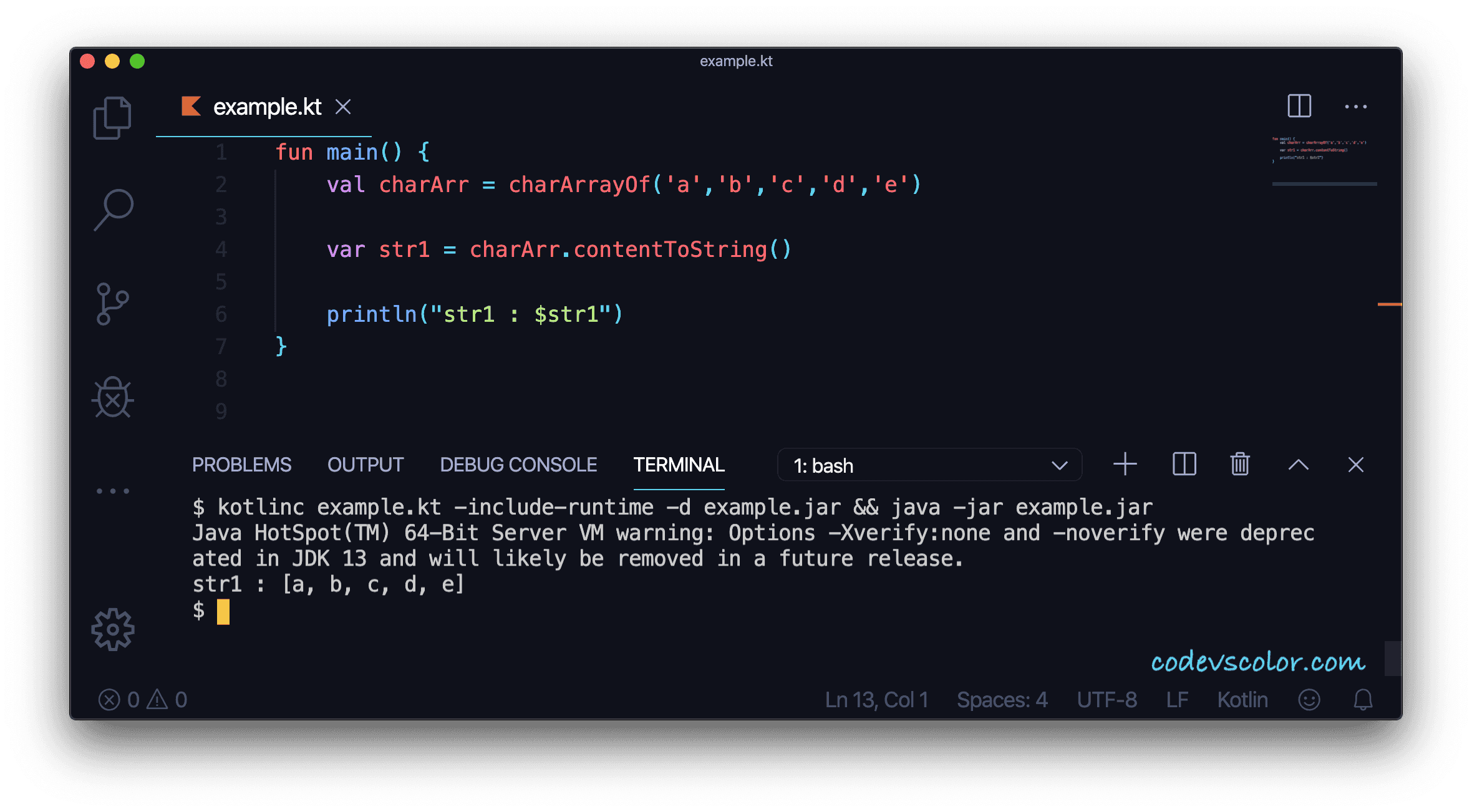 Kotlin Program To Convert Character Array To String Codevscolor
